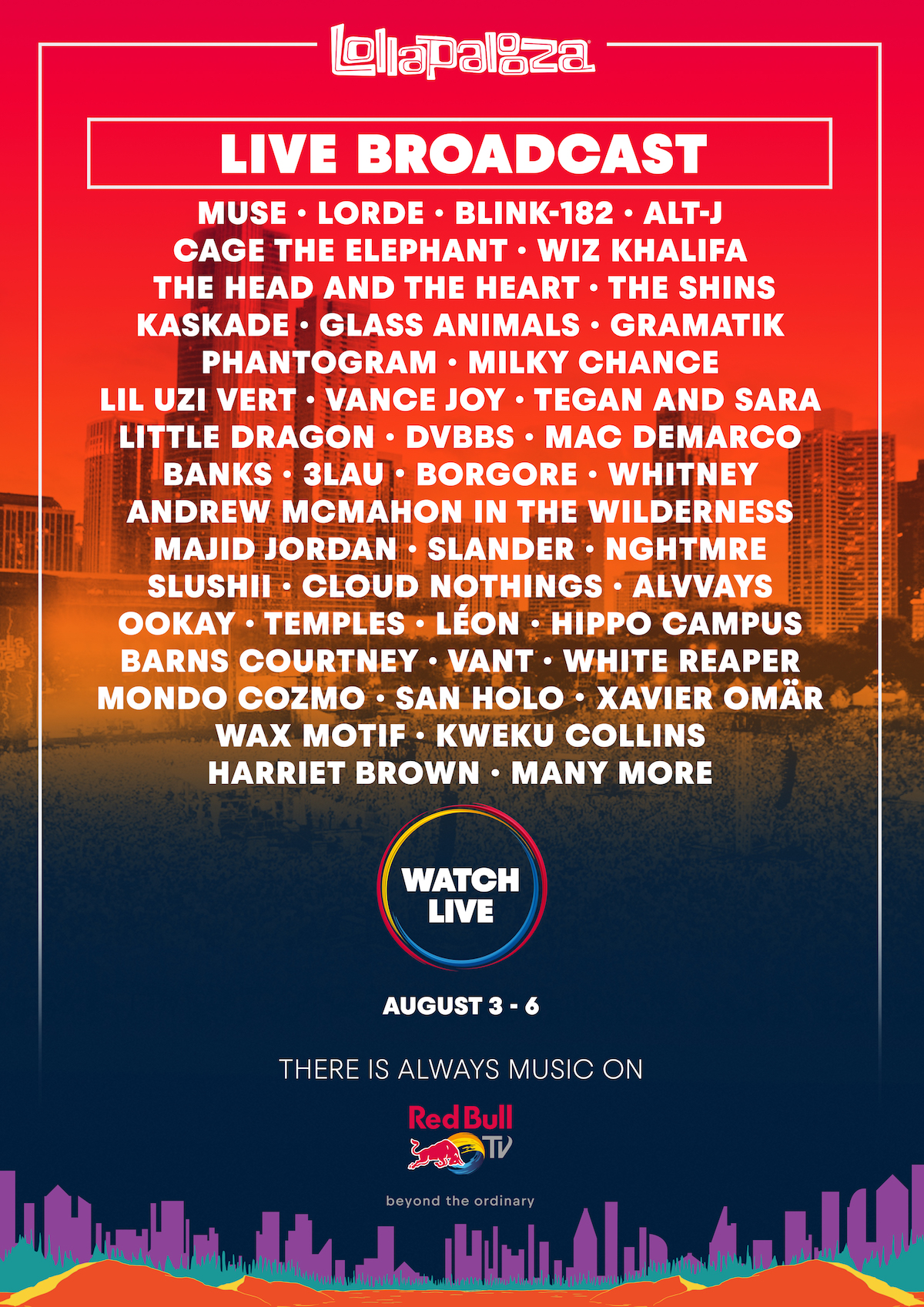 Artists Revealed for Red Bull TV's Lollapalooza 2017 Live Stream - EDM ...